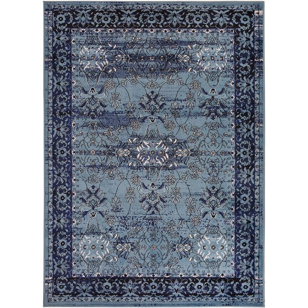 RugStylesOnline Comfy Mahal Oriental Blue 5 ft. x 7 ft. Classic Braided ...
