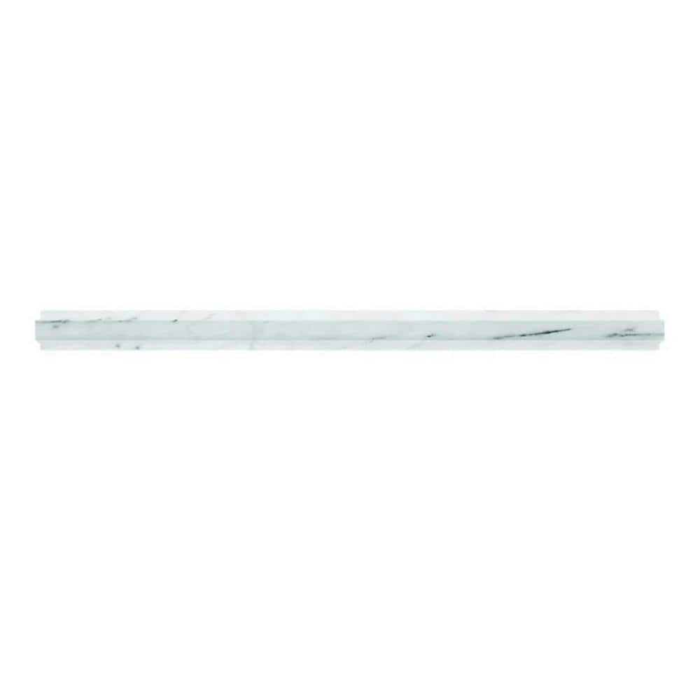 Apollo Tile Grandis 0.8 in. x 12 in. Pearl White Marble Polished Pencil ...