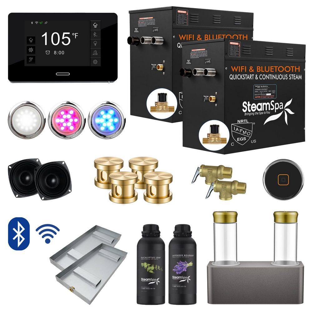 SteamSpa Black Series 24kW Steam Bath Generator with Wireless Control ...