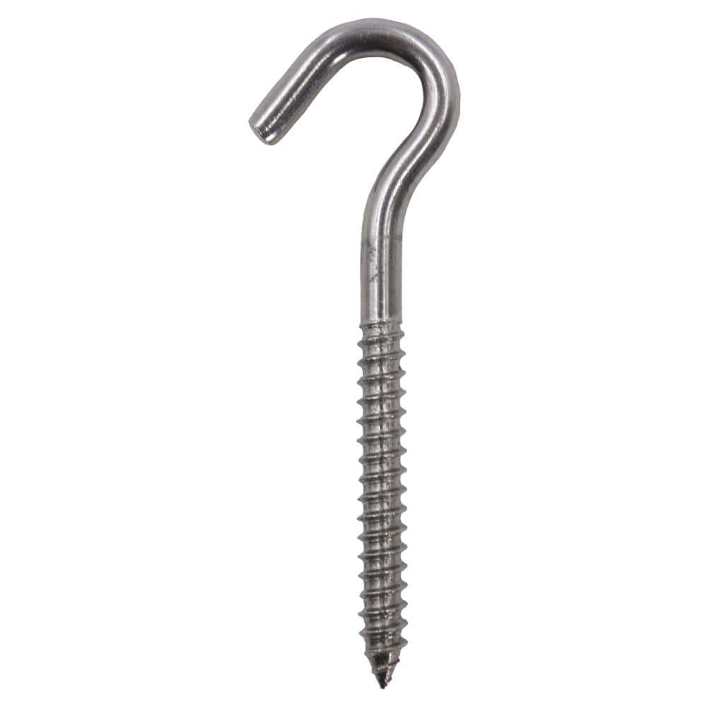 Everbilt 1/4 in. x 3-3/4 in. Lag Thread Screw Hook Stainless Steel ...