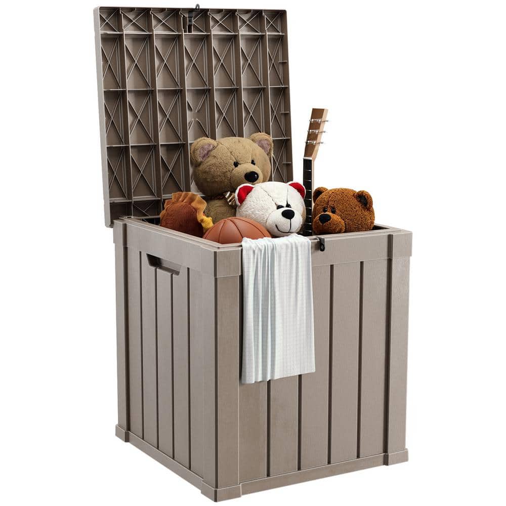 EasyUp 50 Gal. Light Brown Resin Outdoor Storage Deck Box F50GB-LB ...