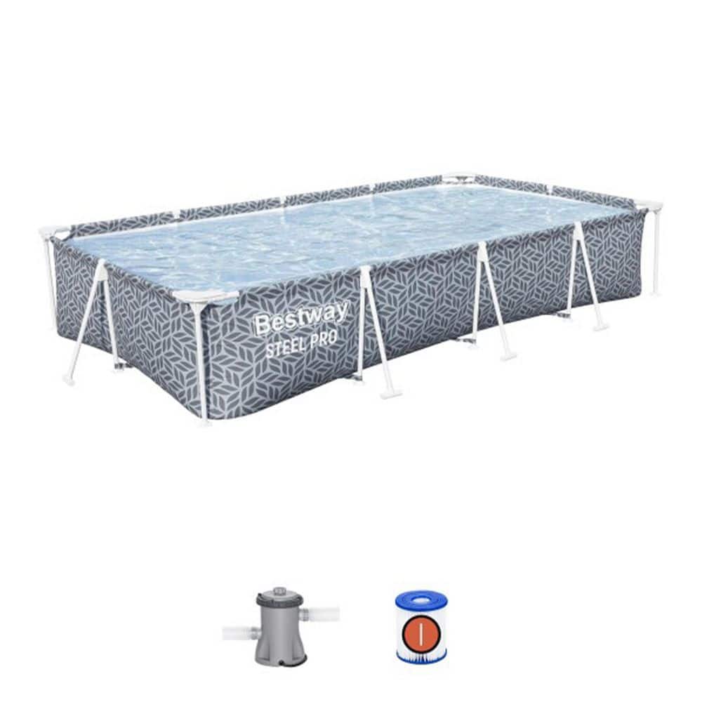 Bestway Steel Pro 12 ft. x 6 ft. 11 in. Rectangular 26 in. Deep Above ...