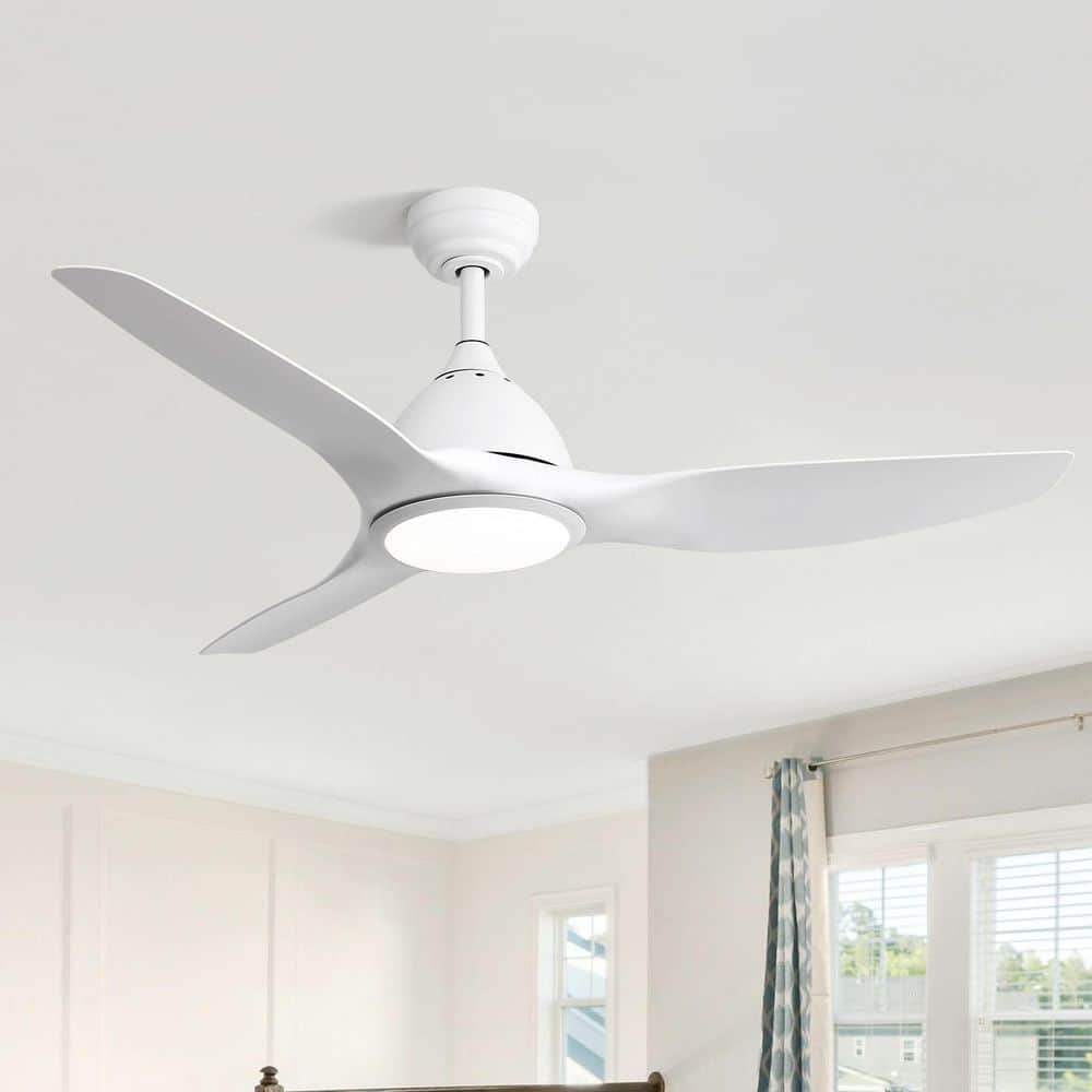Sofucor 52 in. Indoor Integrated LED White Ceiling Fan With Light Kit ...