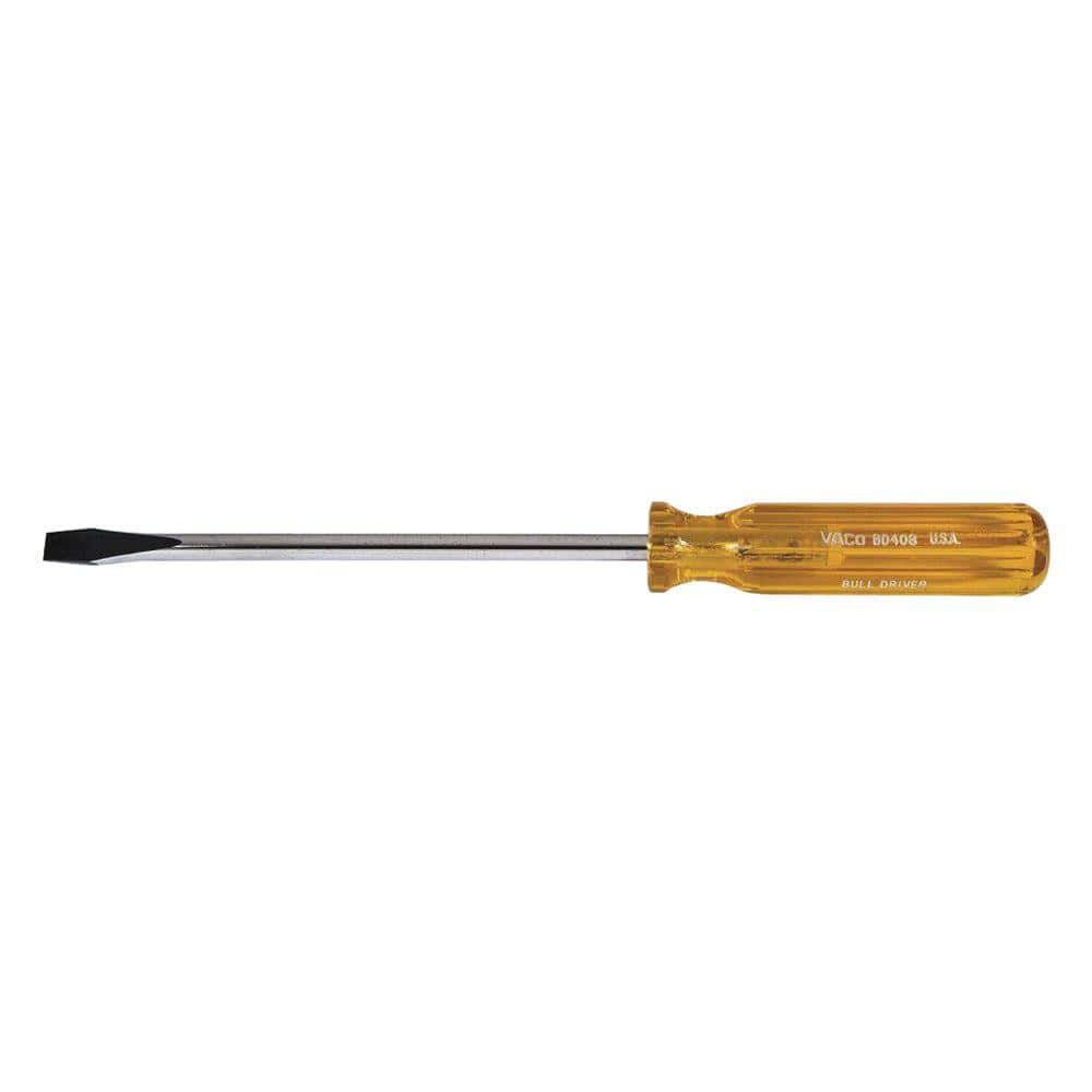 Klein Tools 3/8 in. Keystone-Tip Flat Head Screwdriver with 8 in. Round Shank BD408 - The Home Depot