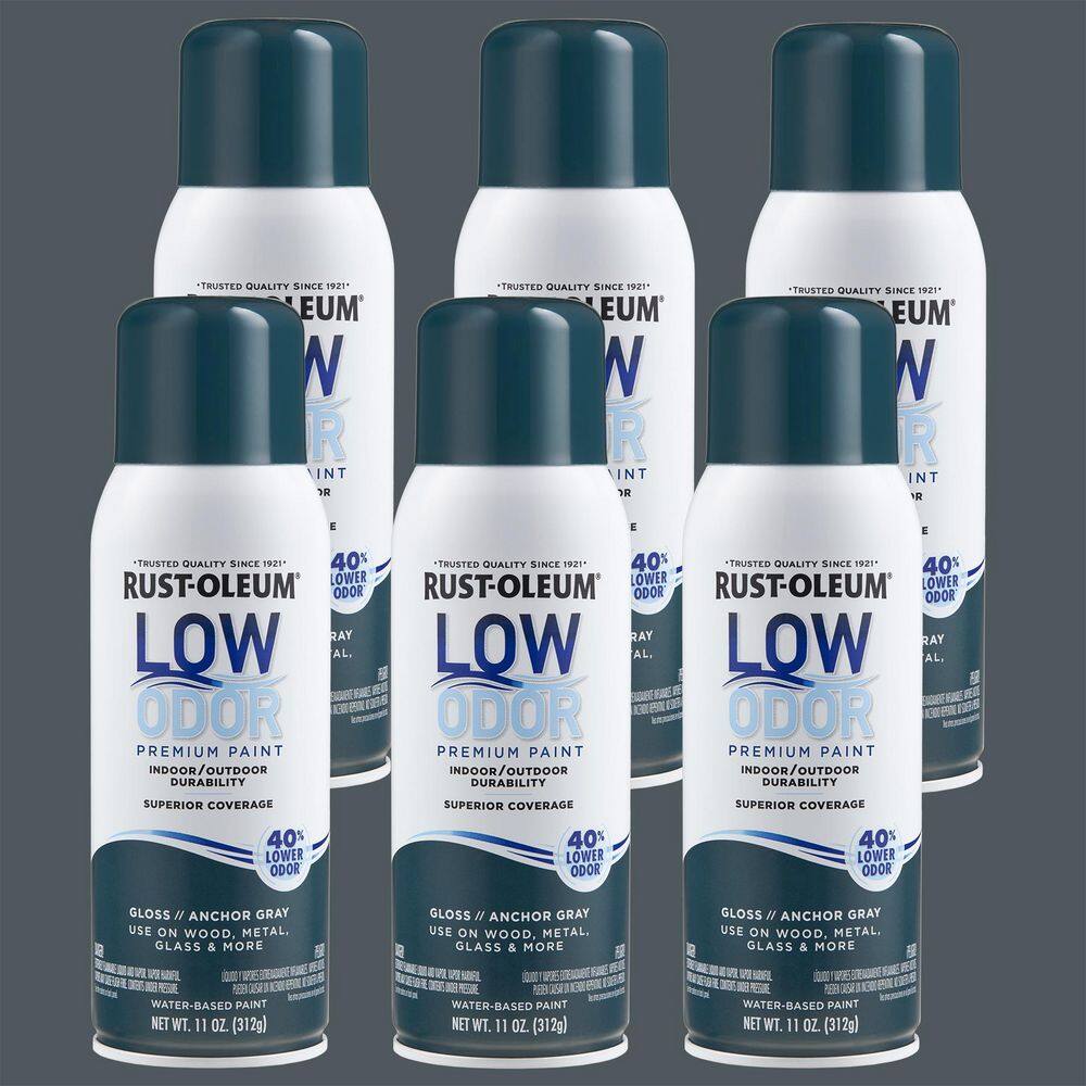 Rust-Oleum Low Odor 11 oz. Gloss Anchor Gray Low Odor Water-Based Spray ...