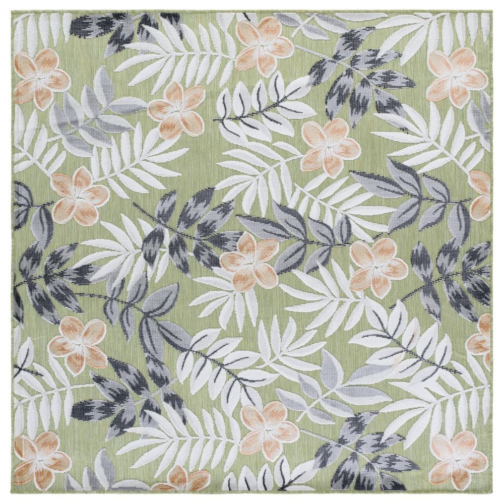 SAFAVIEH Cabana Olive/Gray 6 ft. x 6 ft. Botanical Floral Indoor ...