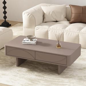 Angel Sar 47.2 in. Walnut Rectangle MDF Coffee Table with LED Lights ...