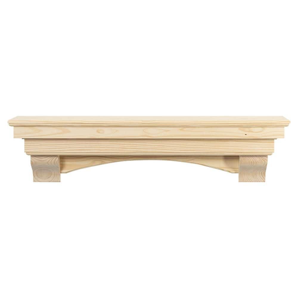 MANTELSDIRECT Salem Unfinished 60 in. Wood Fireplace Cap-Shelf Mantel ...