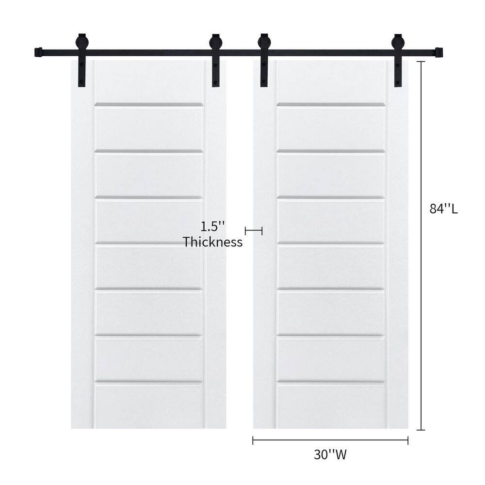 AIOPOP HOME Double Modern Eight Panel 30 in. x 84 in. MDF White Barn ...