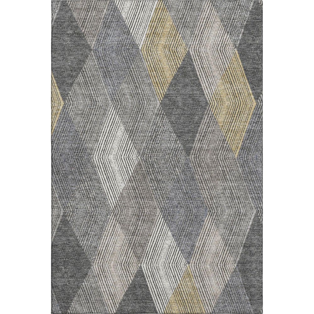 Addison Rugs Mayfield Premium Machine Washable Abstract AMF962 Pewter 8 ...