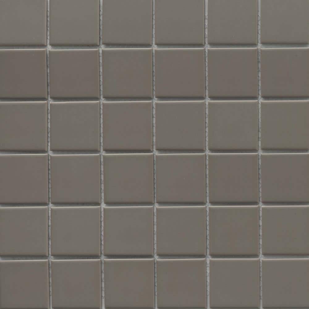 EMSER TILE Catch Taupe 12 in. x 12 in. Square Matte Porcelain Mosaic ...
