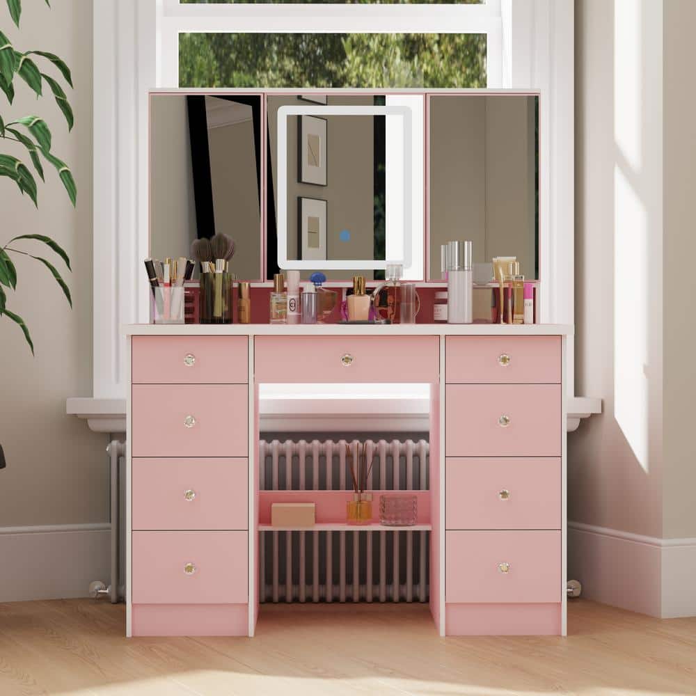 Have a question about FUFU&GAGA Pink Modern Makeup Vanity Desk 9 ...