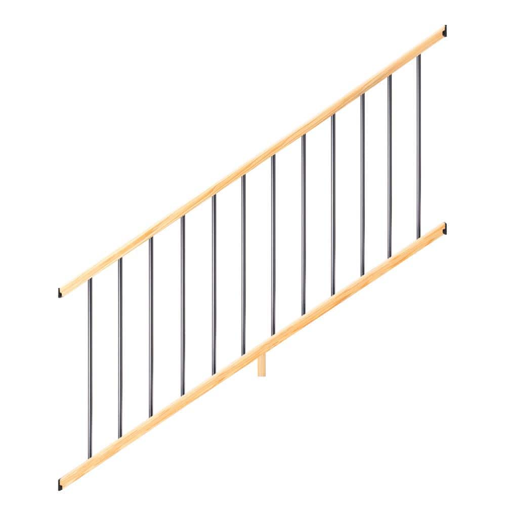ProWood 6 ft. Southern Yellow Pine Moulded Stair Rail Kit with Aluminum ...