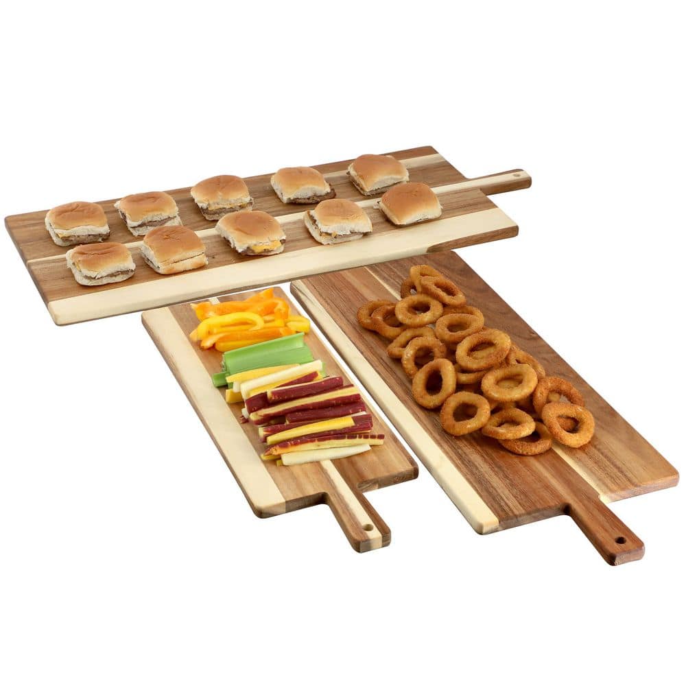 Elama 28 in. 3 Piece Acacia Wood Charcuterie Cheese Board Set with ...