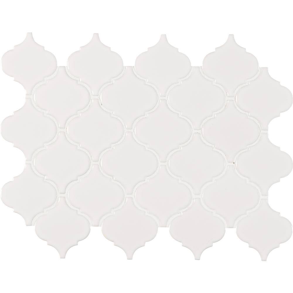 MSI Take Home Tile Sample - Retro Bianco Arabesque 4 in. x 4 in. Glazed ...