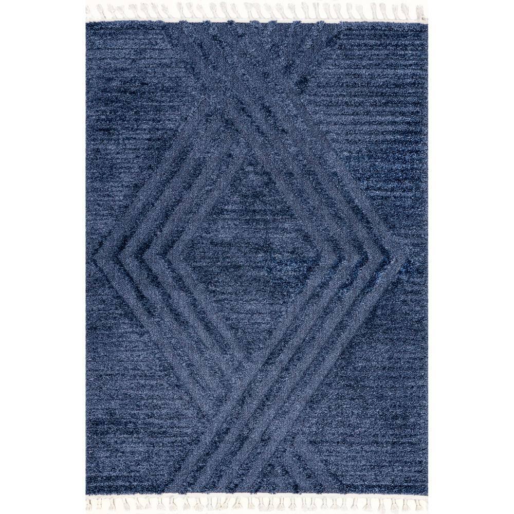 nuLOOM Risette Geometric Shag Tassel Blue 7 ft. 10 in. x 10 ft. Area ...