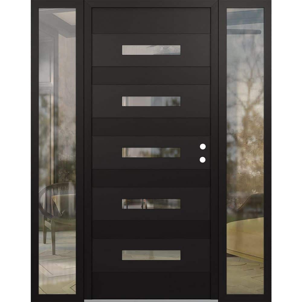 Tessari Doors D9 68 in. x 80 in. Black P Left-Hand/Inswing Clear Glass ...