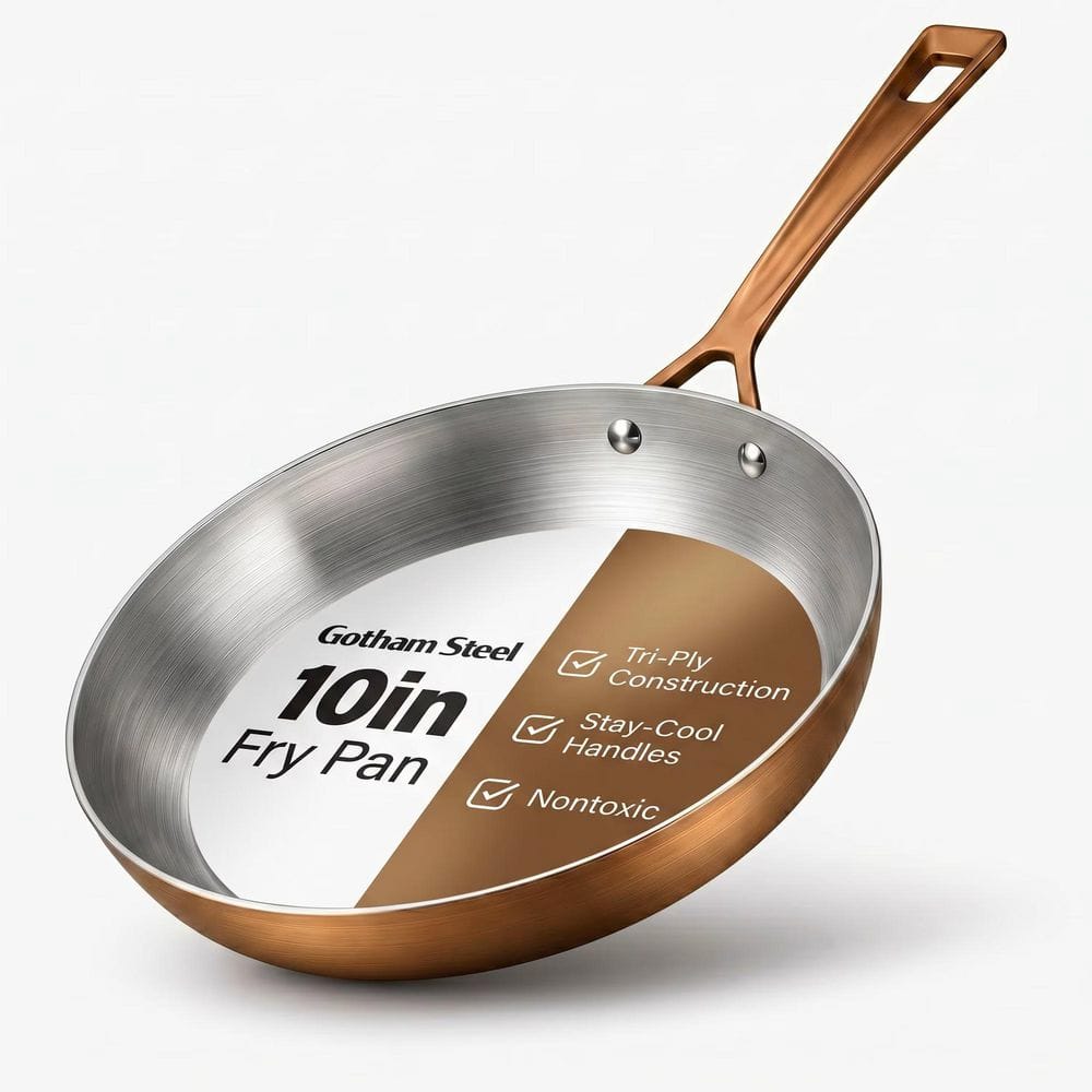 Reviews for Gotham Steel 10 in. Copper/Stainless Steel Tri-Ply Fry Pan ...