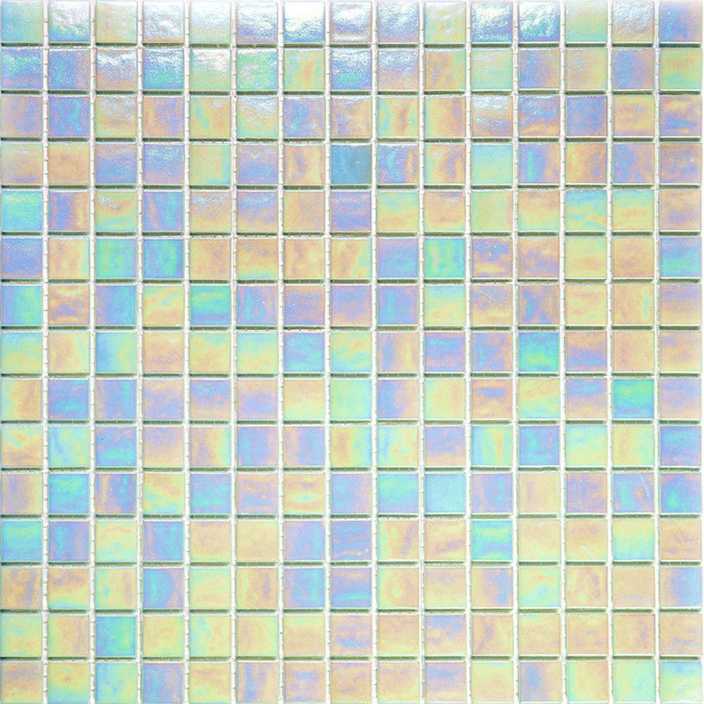 Apollo Tile Nacreous 12 in. x 12 in. Glossy White Glass Mosaic Wall and ...