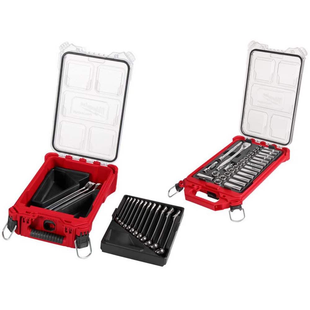 Milwaukee Metric Combination Wrench Set and 3/8 in. Drive Metric Ratchet & Socket Mechanics Tool ...