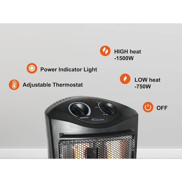 living zone 1500-Watt Black Electric Tower Quartz Infrared living zone 1500-Watt Black Electric Tower Quartz Infrared