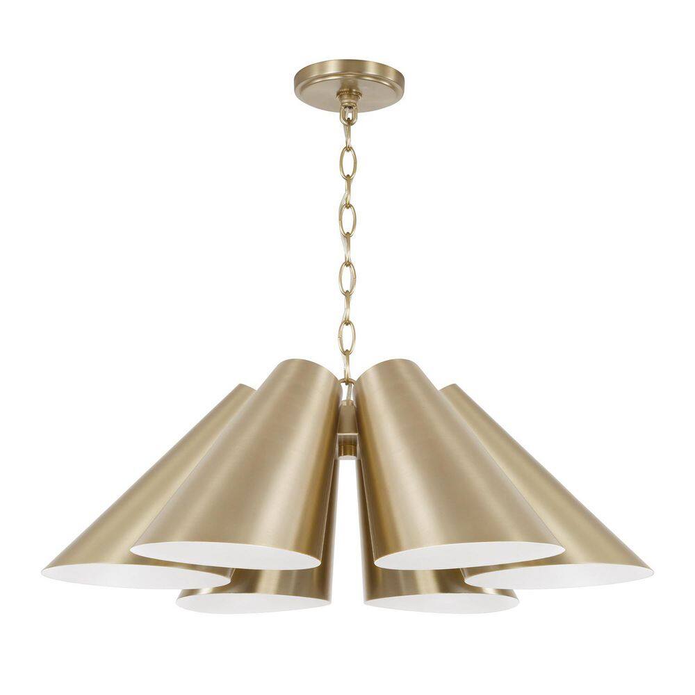 Capital Lighting Fixture Company Leo 60-Watt 6-Light Matte Brass with ...