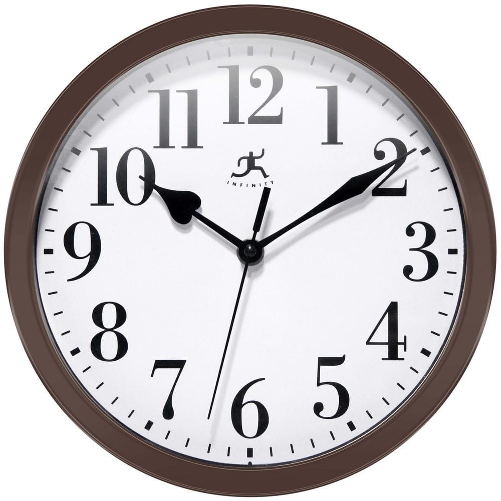 Infinity Instruments Brown Plastic Wall Clock, 9-5/8 in. 20048DB-4400 ...