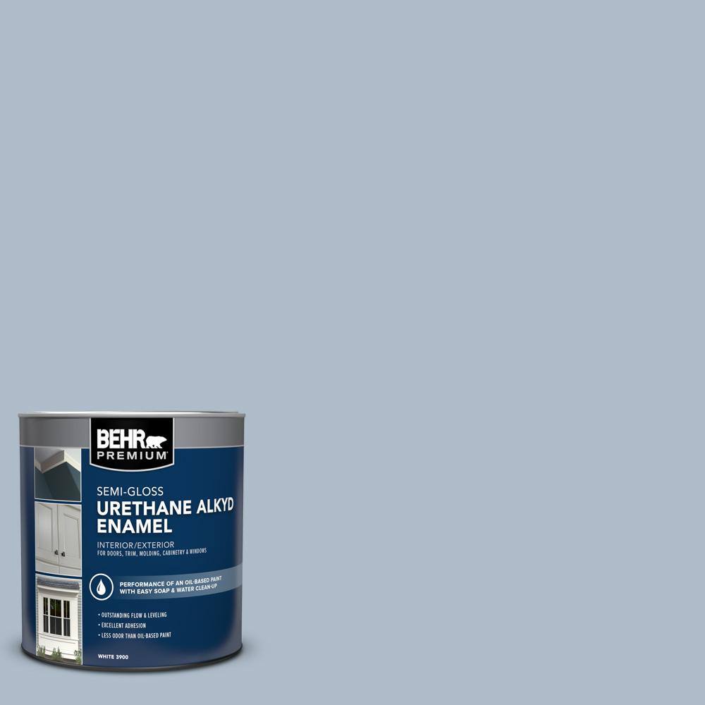 BEHR PREMIUM 1 qt. #PPU15-16 Simply Blue Semi-Gloss Enamel Urethane ...