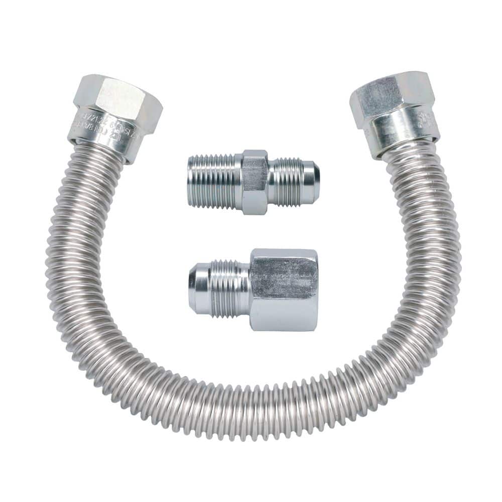 Cambridge 1/2 in. OD x 1/2 in. MIP x 1/2 in. FIP x 12 in. Stainless ...