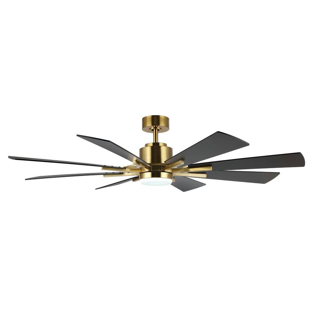 WINGBO 72 in. LED Indoor Gold and Black Ceiling Fan with Remote, Black ...