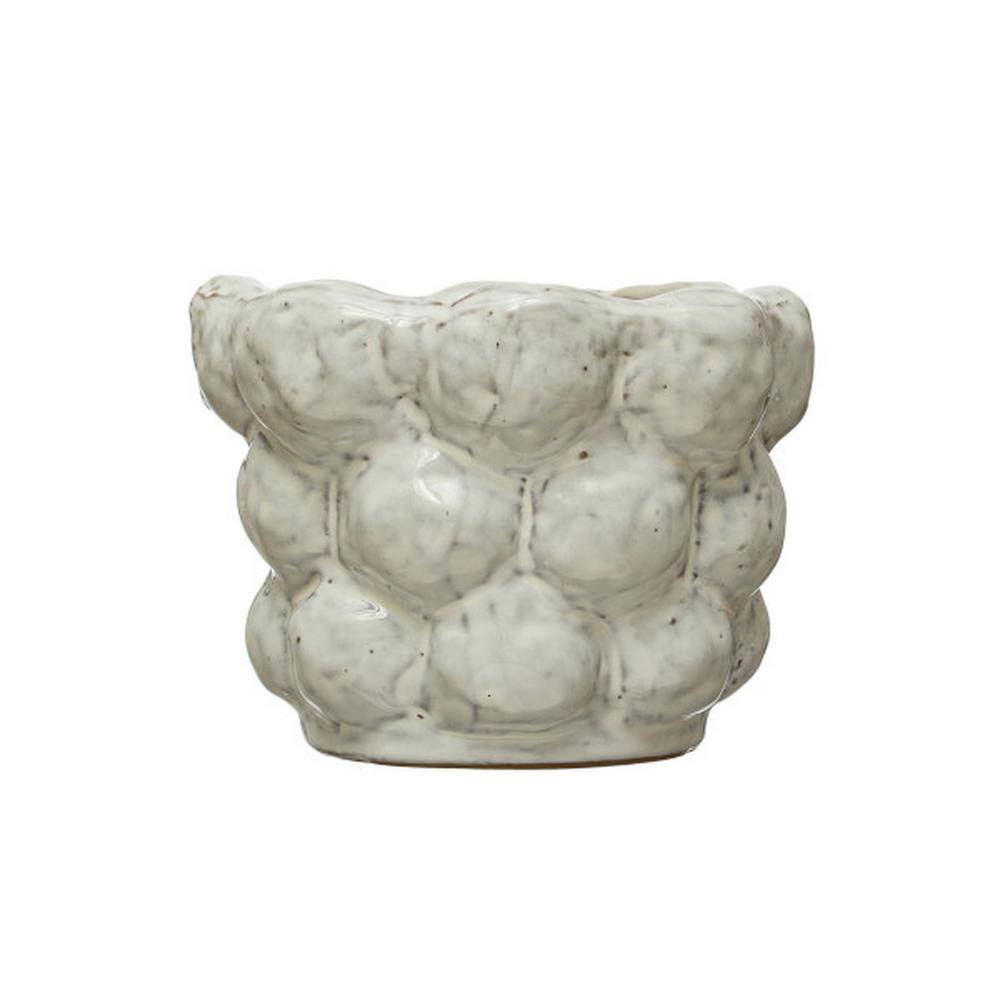 Storied Home 6.37 in. L x 6.37 in W x 4.75 in. H White Stone Organic ...