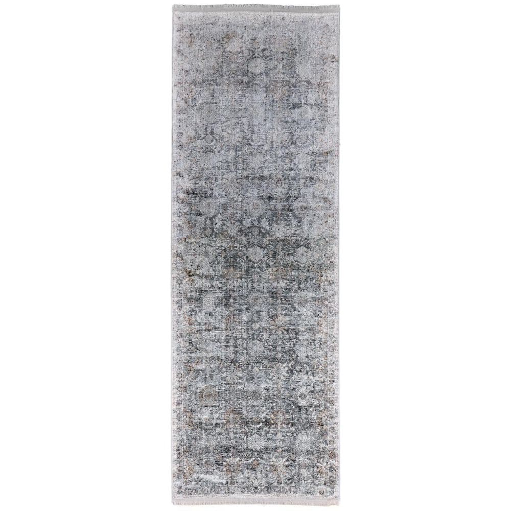 HomeRoots 2 X 12 Gray, Silver Trellis Runner Rug 2000566356 - The Home ...