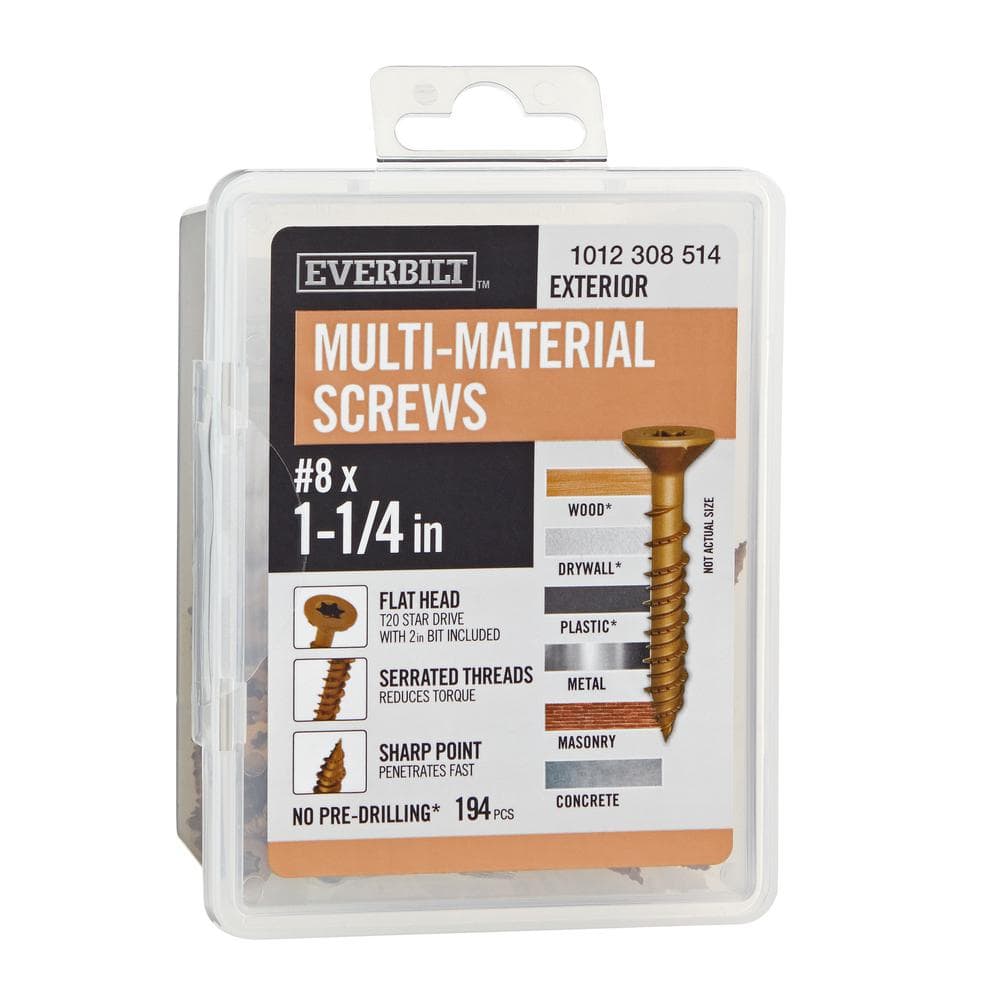 Everbilt 8 x 1-1/4 in. Brown 6-Lobe Torx Drive Exterior Flat Head Multi ...