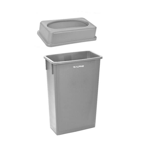 Alpine Industries 23 Gal. Grey Waste Basket Commercial Trash Can with ...