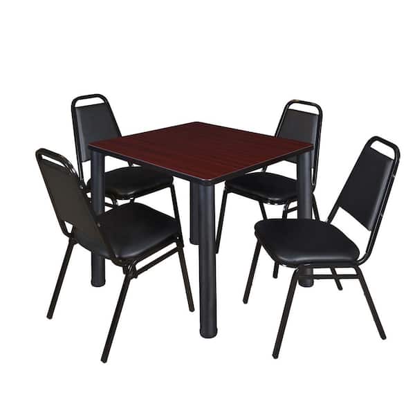 Regency Kee 30 in. Mahogany Top Square Breakroom Table Desk, Black Legs ...
