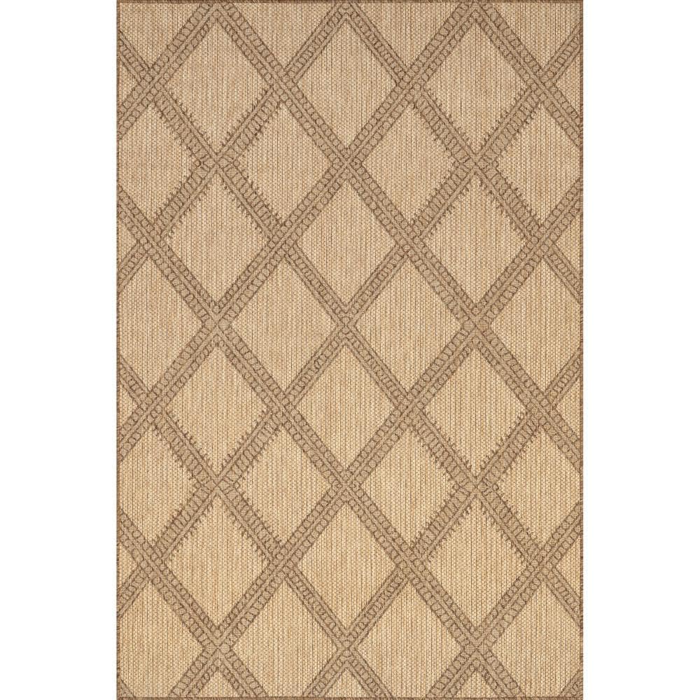 nuLOOM Naya Moroccan Trellis Beige 8 ft. x 10 ft. Indoor/Outdoor Area ...