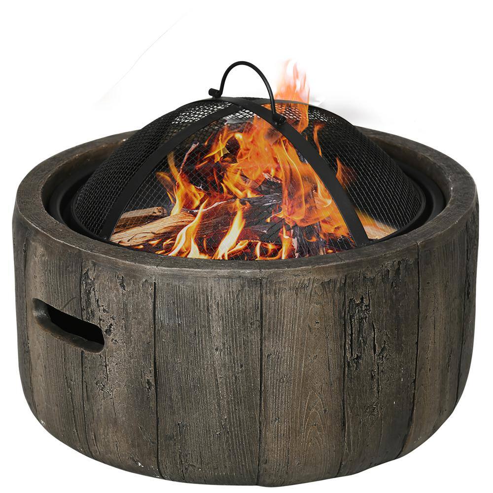 ToolCat 18 in. Portable Wood Burning Fire Pit with Spark Cover, Poker ...
