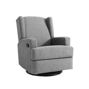 Uixe Beach Color Linen Wingback Manual Swivel Rocker Recliner with ...