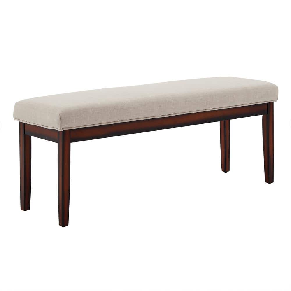 HomeSullivan Beige Upholstered Espresso Bench 52.75 in. W x 16.5 in. D ...
