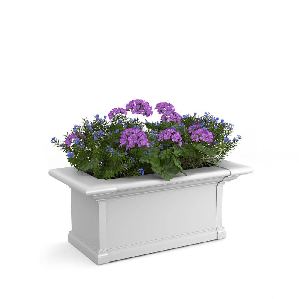 Mayne Yorkshire 24 in. x 12 in. Self Watering White Vinyl Window Box ...