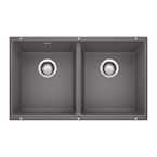 Blanco PRECIS Undermount Granite Composite 29.75 in. 50/50 Double Bowl ...