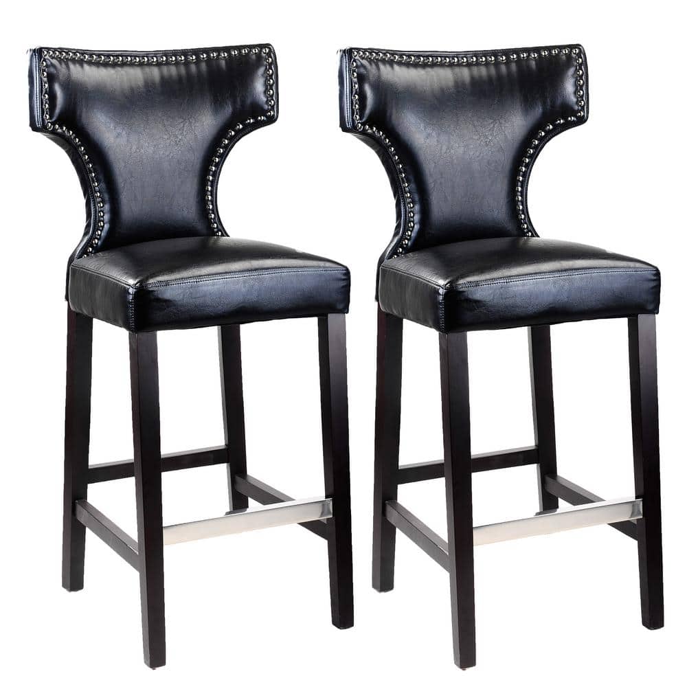 CorLiving Antonio 29 in. Black Bonded Leather Bar Stool (Set of 2) DAD ...