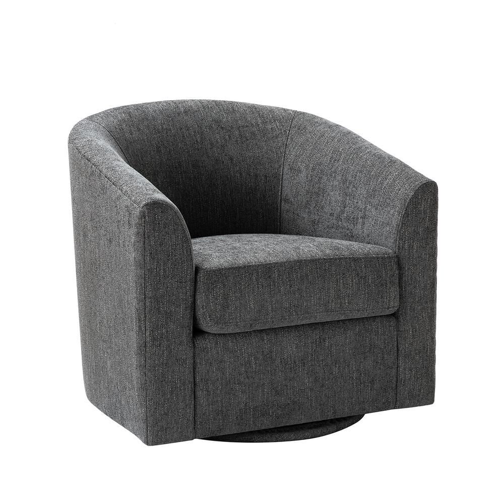 ARTFUL LIVING DESIGN Antonia Grey Barrel Chair with Metal Swivel Base ...