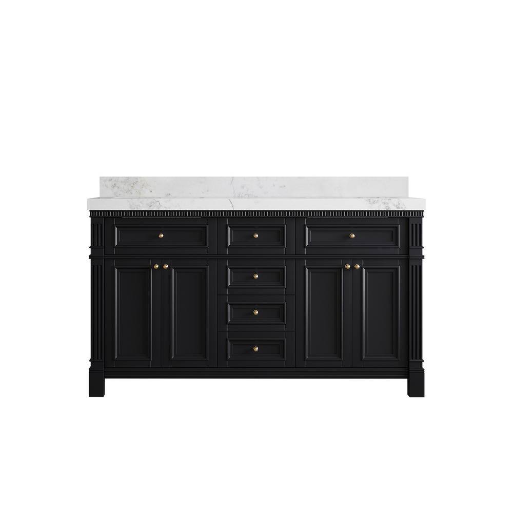 Willow Collections Paris 60 in. Double Sink Freestanding Black Bath ...