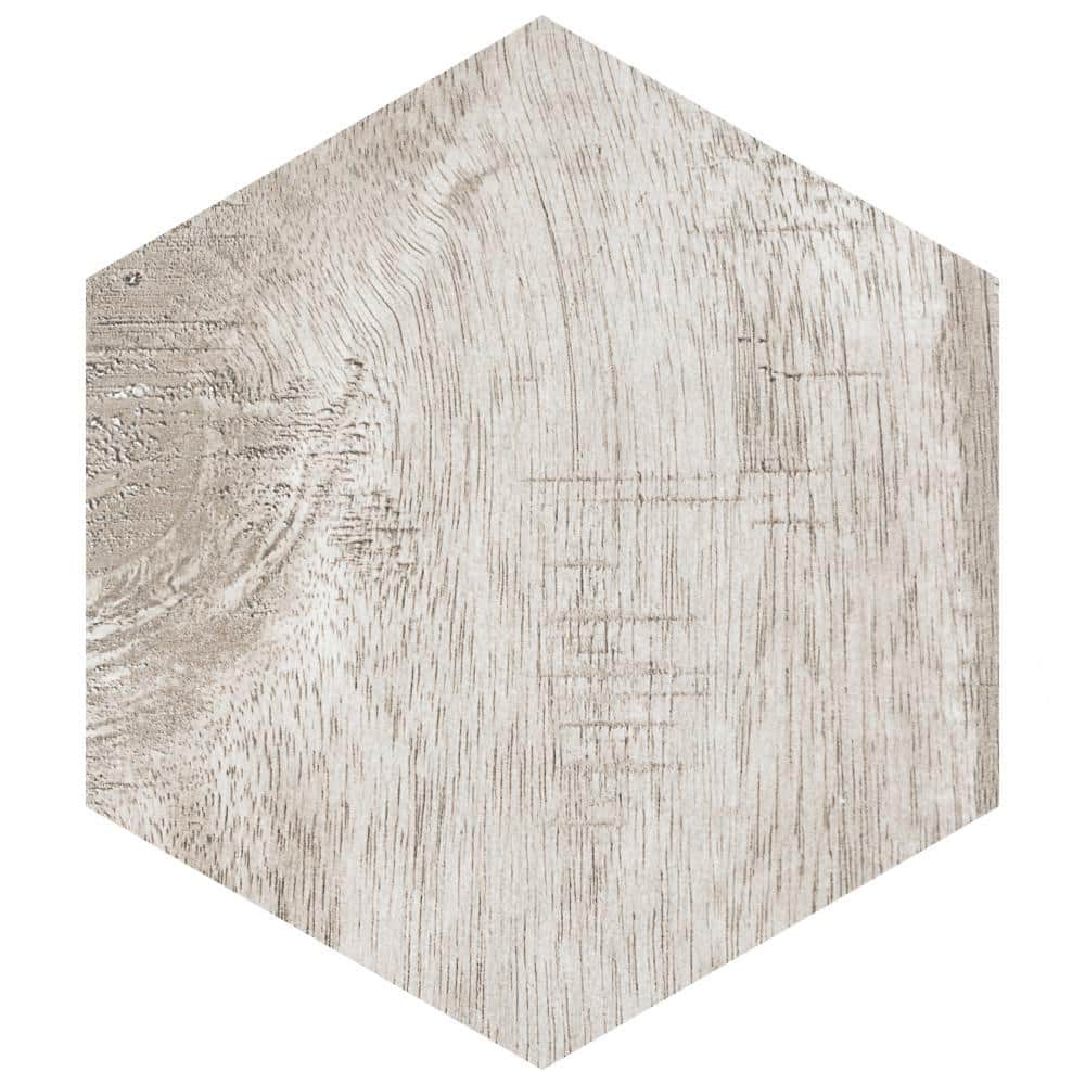 Merola Tile Sawnwood Hex Grey 8-5/8 in. x 9-7/8 in. Porcelain Floor and ...