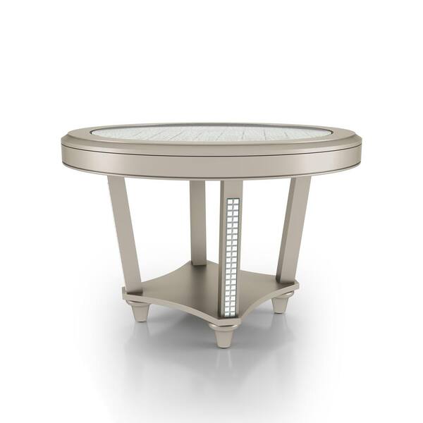 Furniture of America Deltona 47.75 in. Round Champagne Glass Dining Table IDF 3158RT