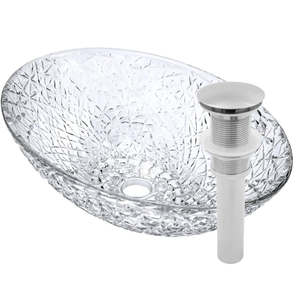 Novatto Ostrica 20 in. Vessel Bathroom Sink Diamond in Clear Crystal ...