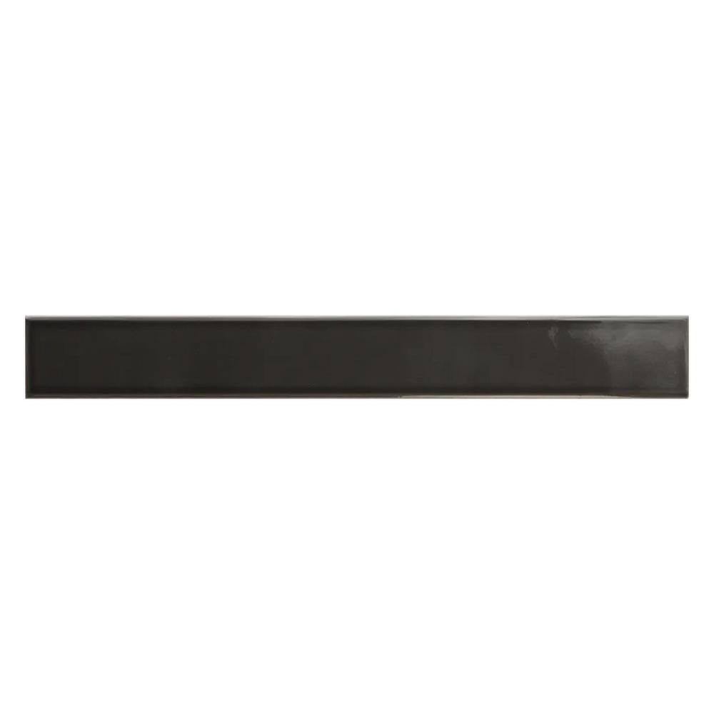 Apollo Tile Horizonte 2 in. x 16 in. Glossy Jet Black Ceramic Subway ...