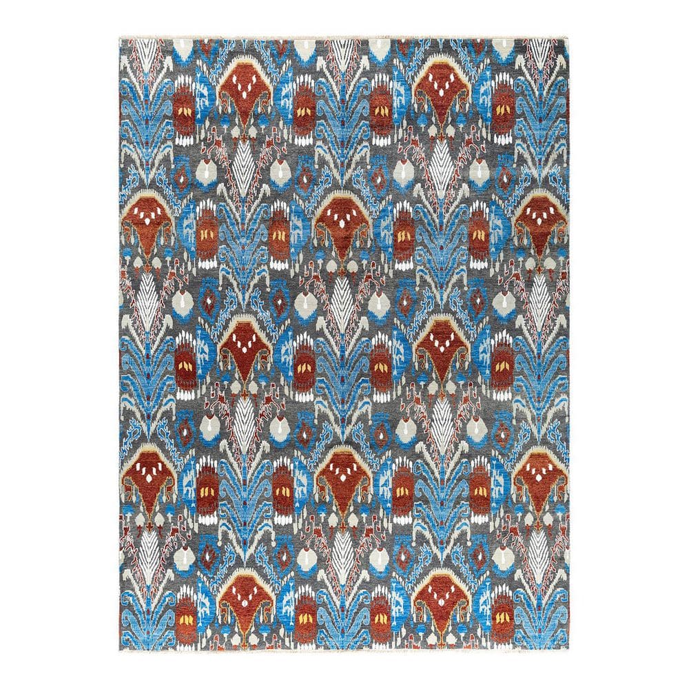 Chloe & Olivia Home Ikat Rust 9 x 12 Floral Wool Indoor Area Rug M6008 ...