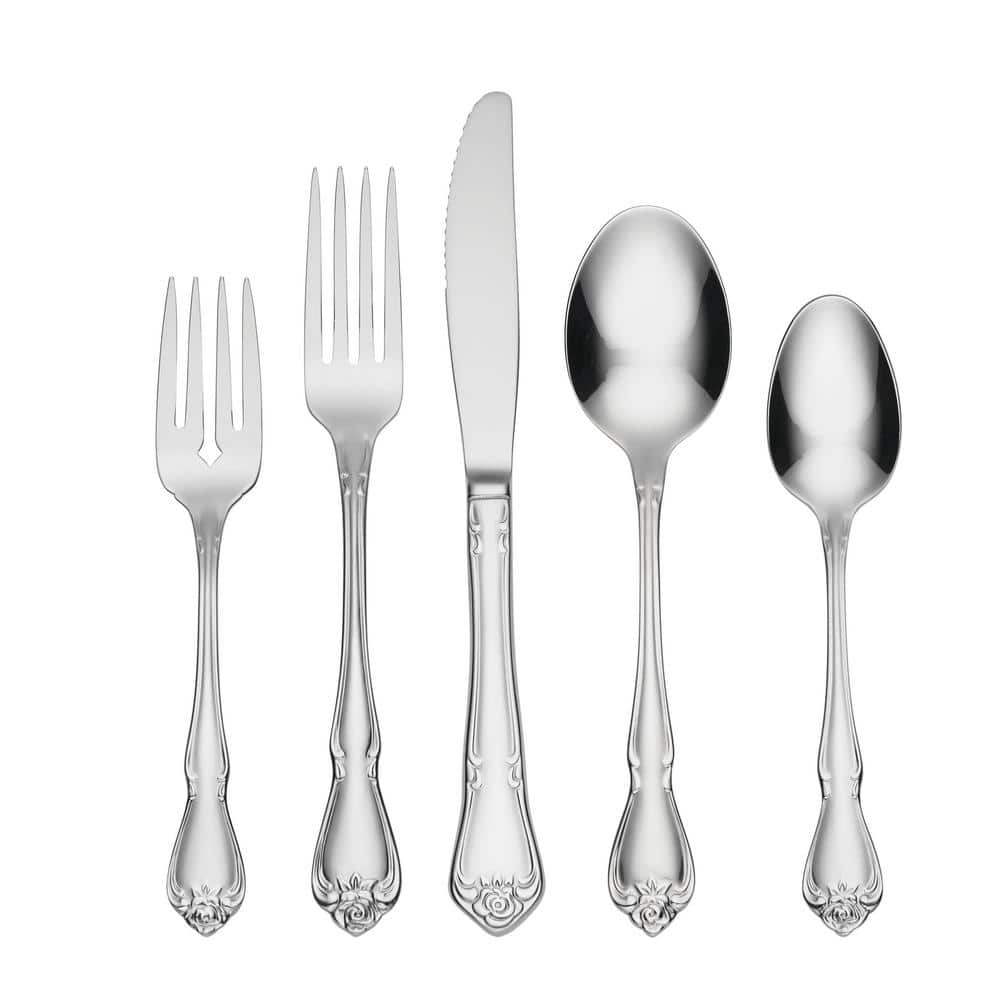 Oneida True Rose 45-Piece Silver 18/0-Stainless Steel Flatware Set ...